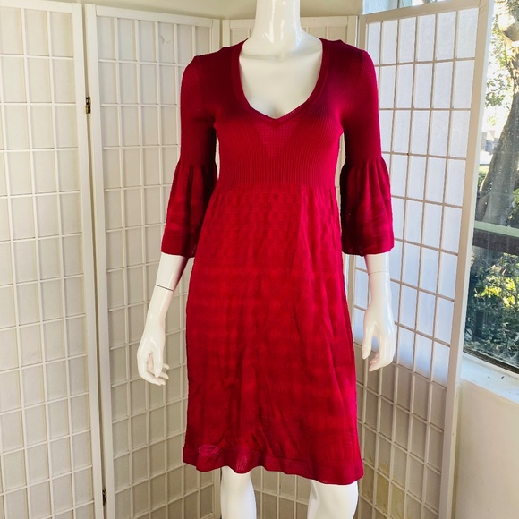 Missoni | Dresses | Missoni Raspberry Color Vneck Knit Mini Dress M ...